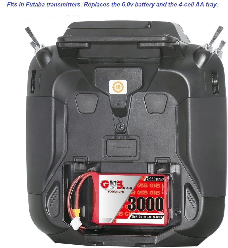 2S3000FJ : 7.4v 3000mAh LiPO battery for Futaba Transmitters T10J 14SG ...