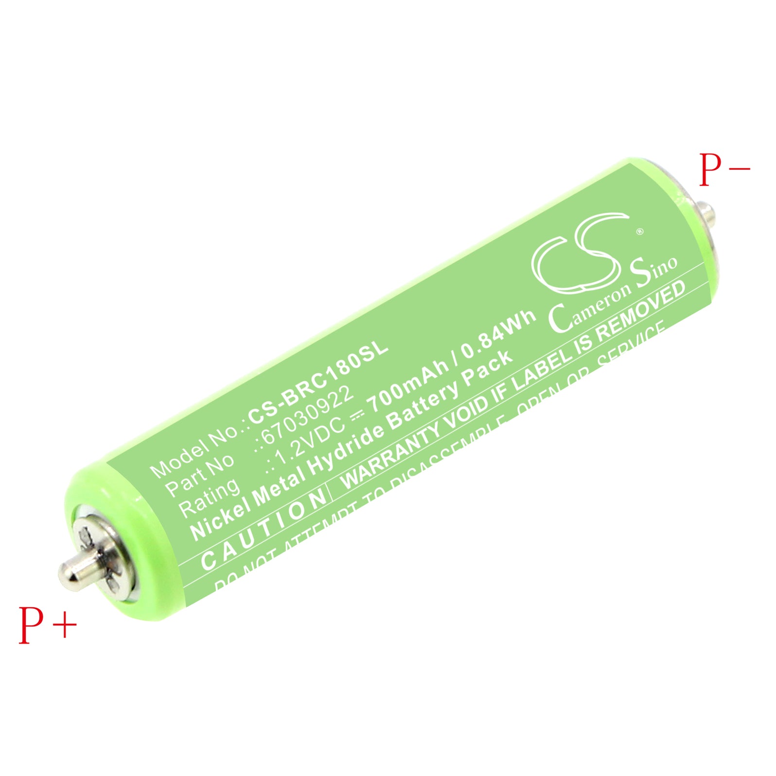 BP-BRC180SL : 1.2 volt 700mAh NiMH AAA battery with Pins, replaces Bra ...