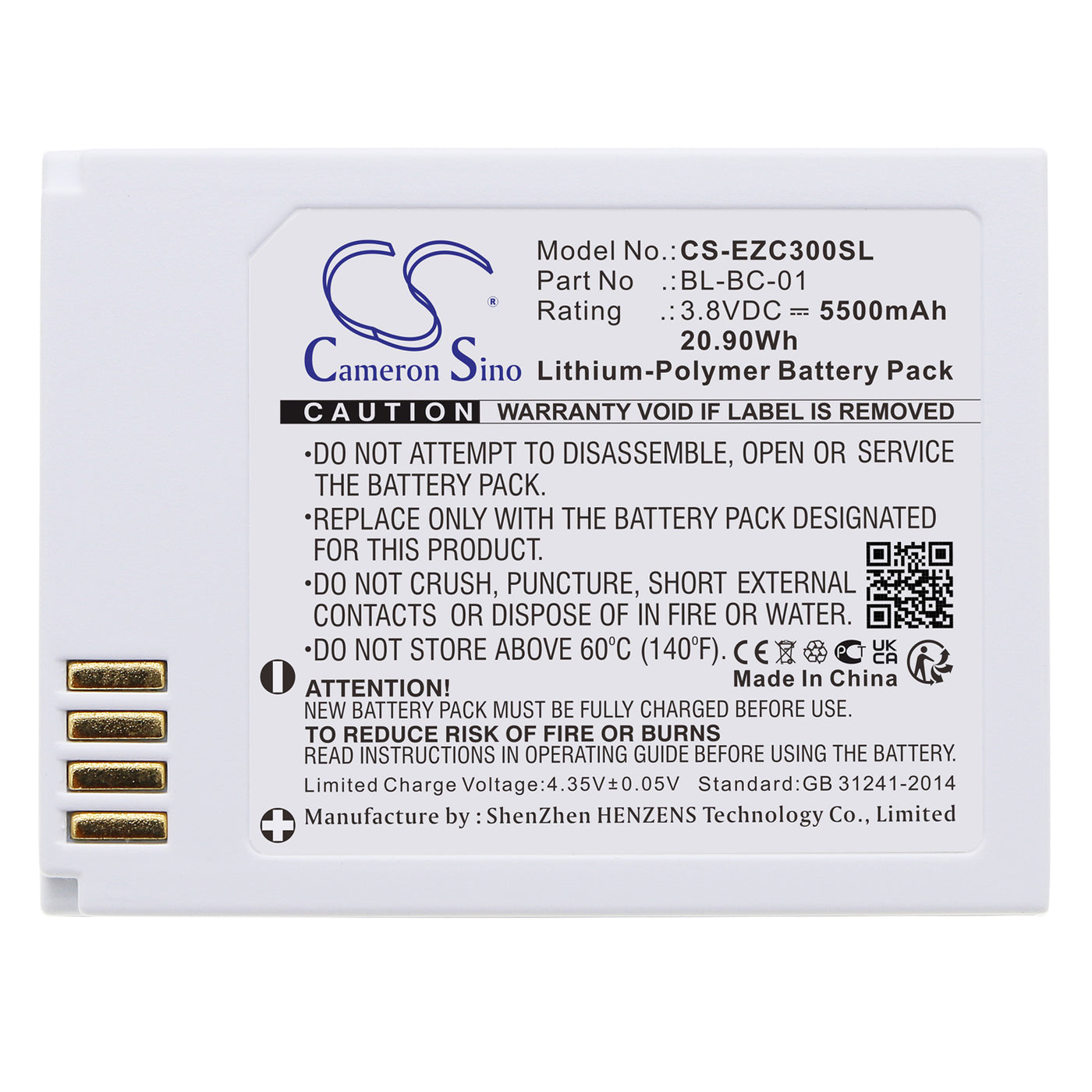 CS-EZC300SL : Battery for Ezviz C3A - Replaces Ezviz BL-BC-01 ...