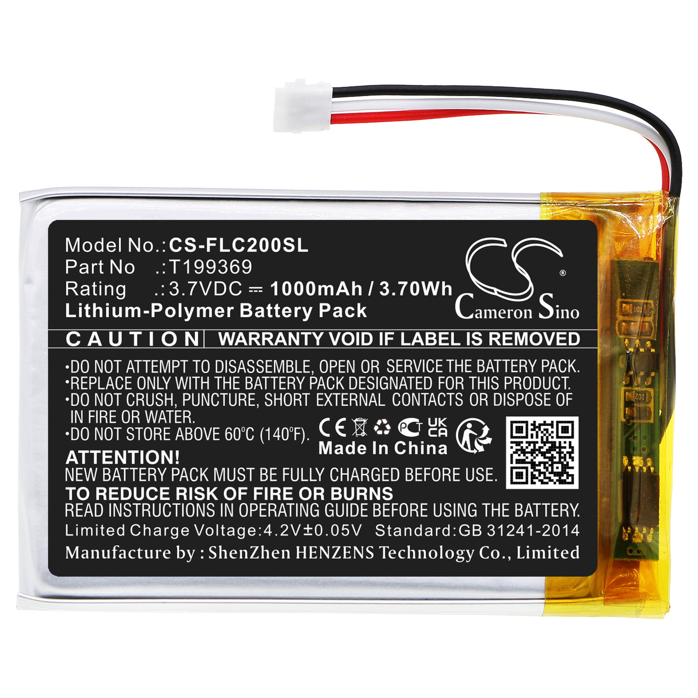 CS-FLC200SL : Battery for FLIR C2, C3 - Replaces Flir T199369 ...