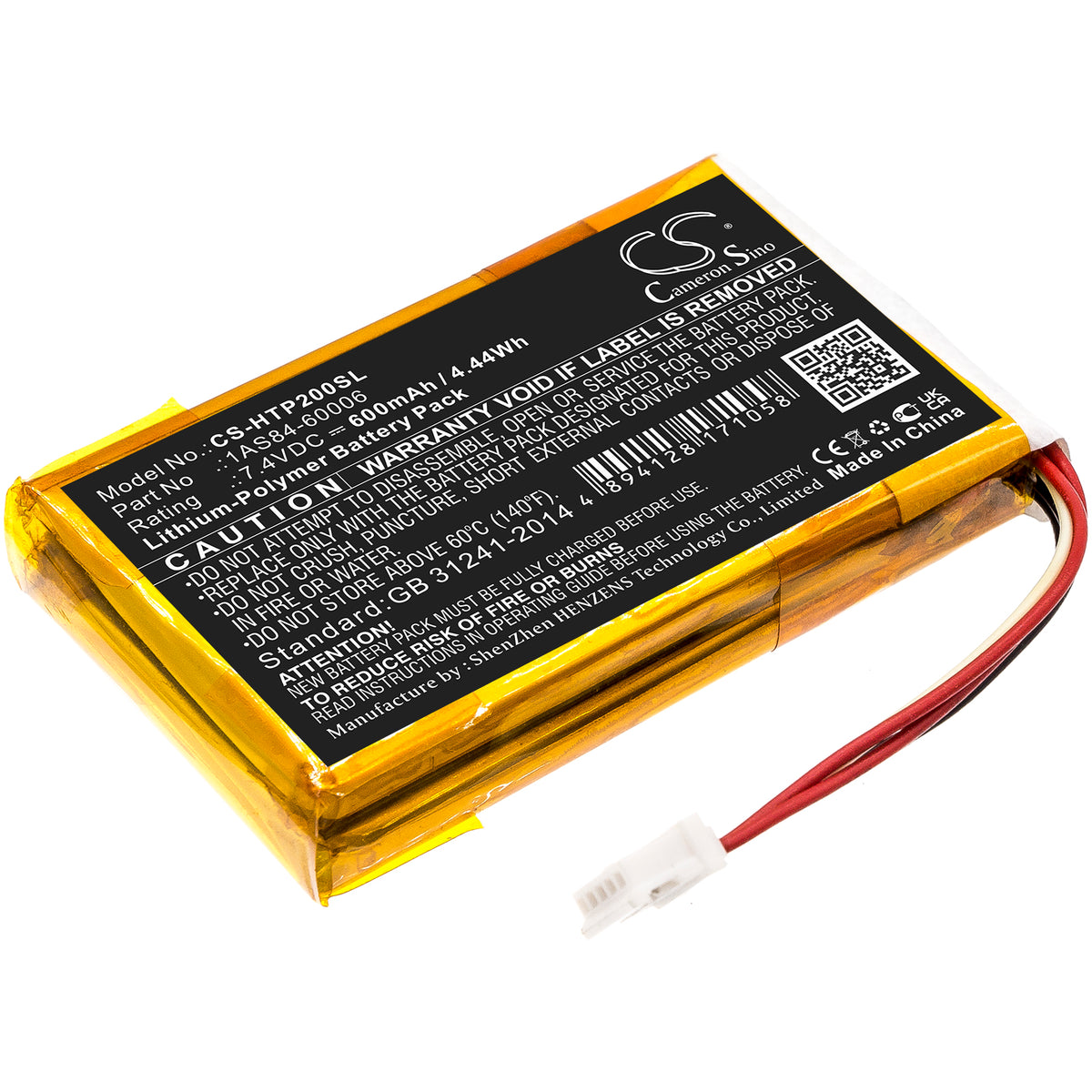 CS-HTP200SL : Battery for HP Sprocket 200 - Replaces HP 1AS84-60006 ...