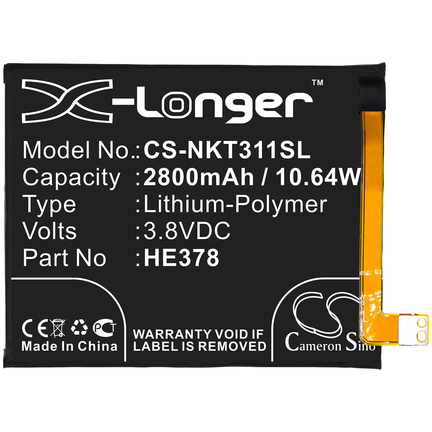 CS-NKT311SL : Battery for Nokia 3.1A, TA1140, TA1141 - Replaces Nokia ...