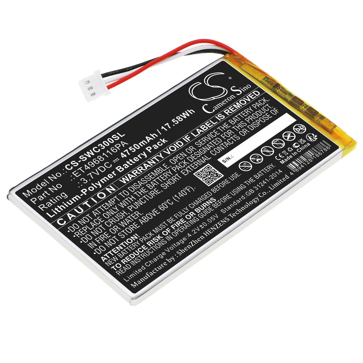 CS-SWC300SL : Battery for Swing Caddie SC300, SC300 Portable Golf Laun ...