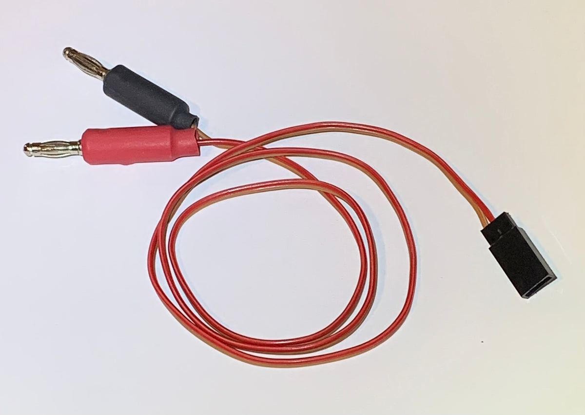 JR-SPEkTRUM-HiTEC charging adapter with banana plugs — Batteries America