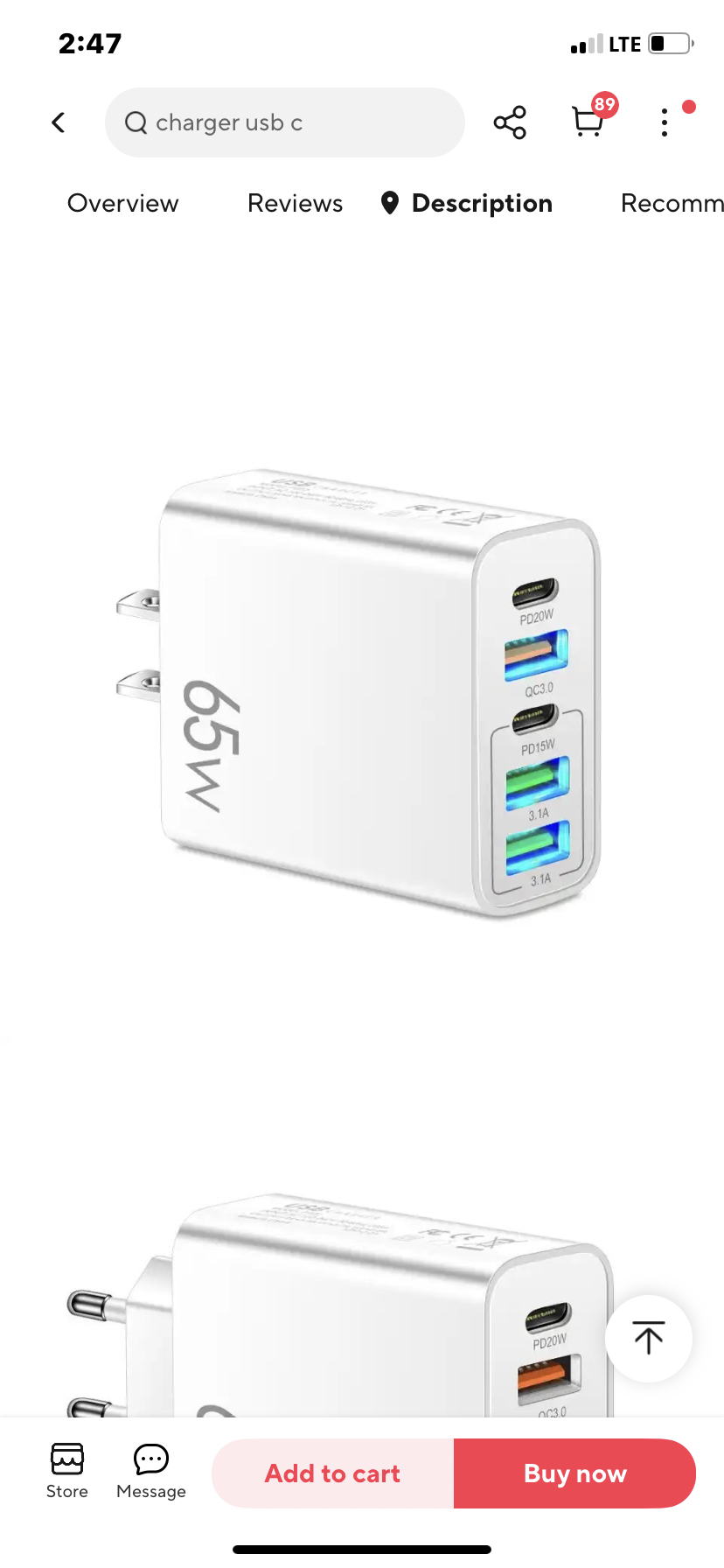 AC-3USB-2PD: Universal 65W Wall Charger, 3 x USB, QC3.0, Type C 15W, P — Batteries America