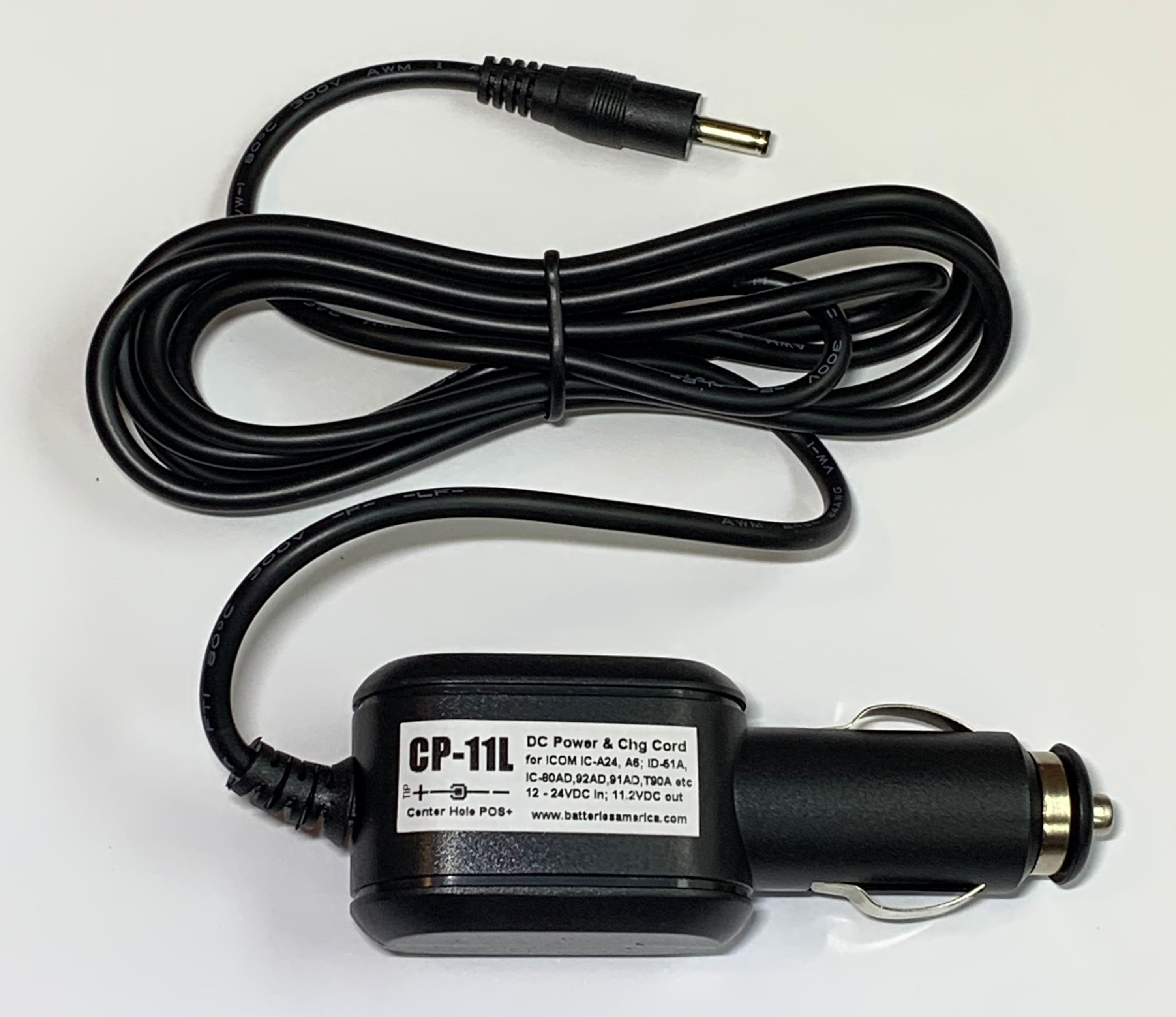 CP-11L : 12-24VDC Power/Charge Cord for ICOM IC-T90A, IC-80AD, IC-91AD ...