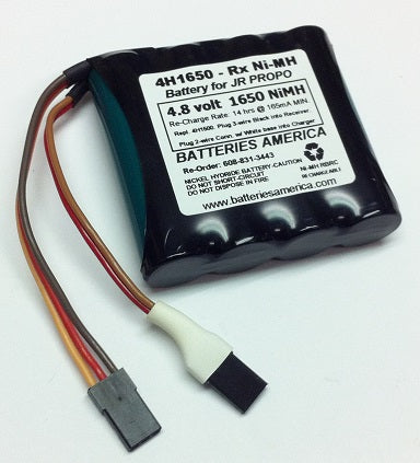 4H1650: 4.8v 1650mAh NiMH battery for JR PROPO Rx — Batteries America