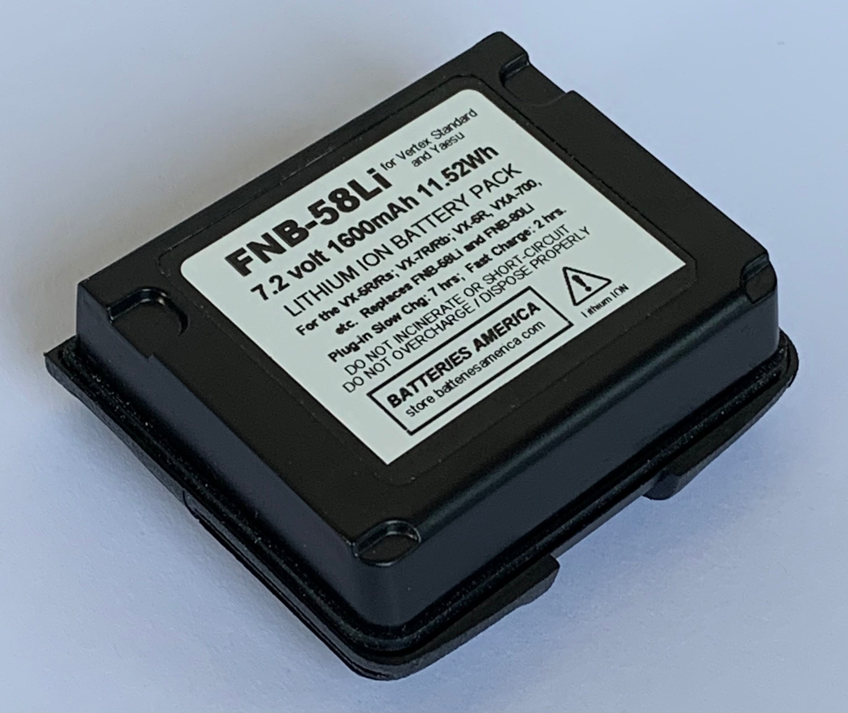 FNB-58Li: 7.2v 1600mAh Li-ION battery for Yaesu & Vertex — Batteries ...