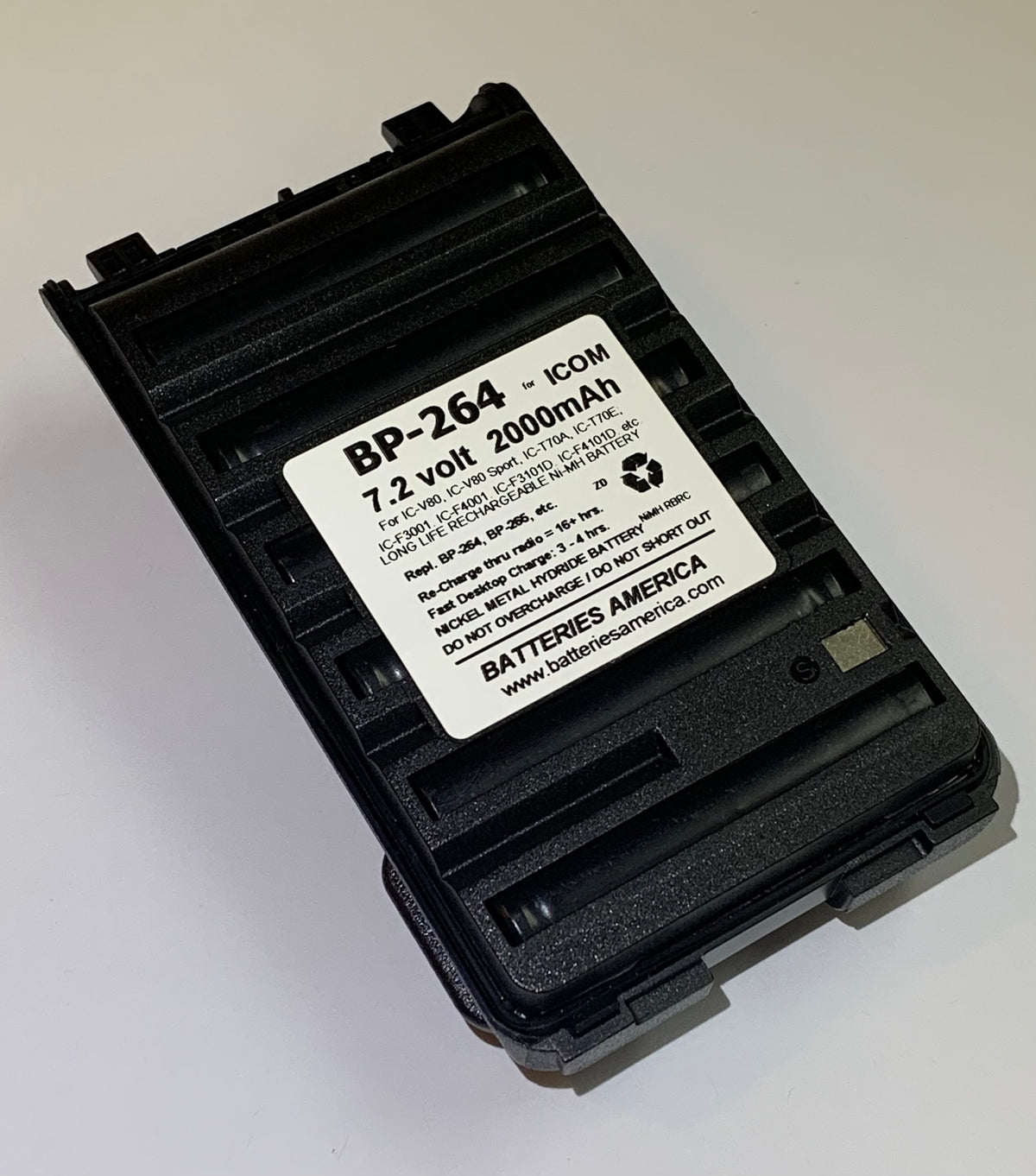 BP-264: 7.2v 2000mAh Ni-MH battery for ICOM — Batteries America