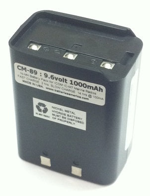 CM-89: 9.6 volt 1000mAh NiMH battery for ICOM IC-M7 — Batteries America