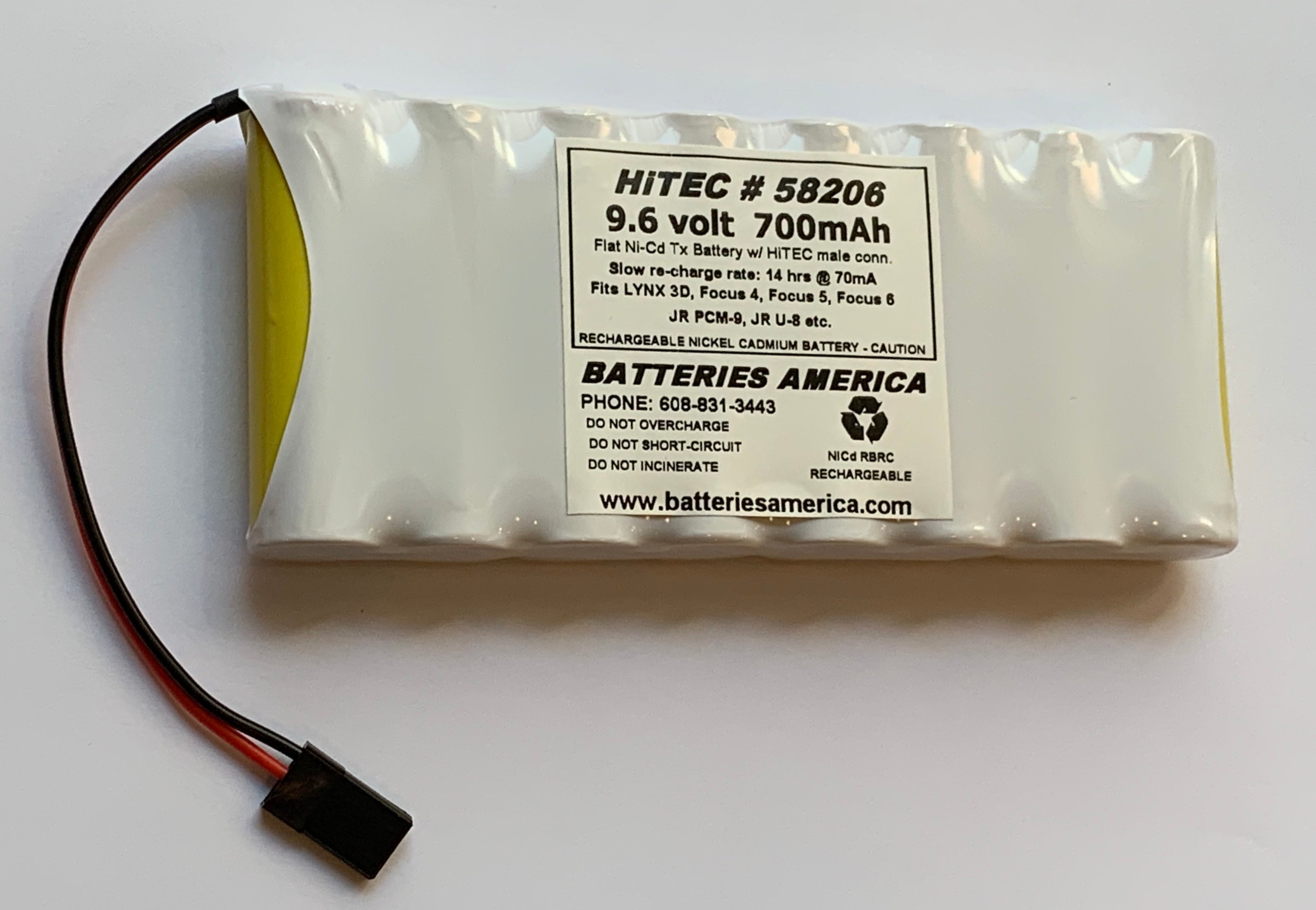58206 : 9.6v Transmitter battery for HiTEC RC. Choose capacity ...